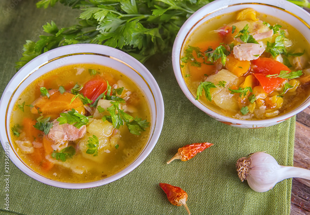 Shurpa is a traditional soup of Central Asian cuisine. Stock Photo ...