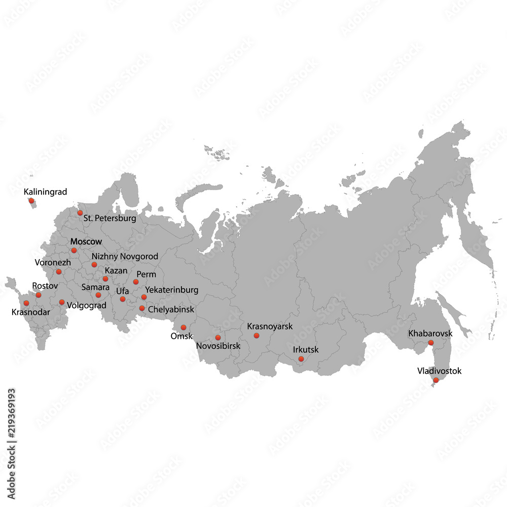 detailed map of the Russia Stock Vector | Adobe Stock