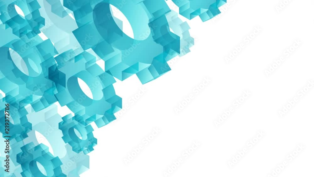 Abstract transparent 3D isometric virtual engineering gear moving ...
