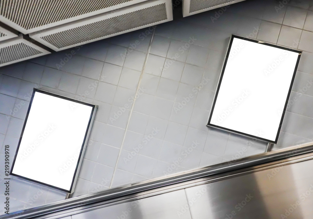 White billboard in platform of in MRT station Thailand for mockup and ...
