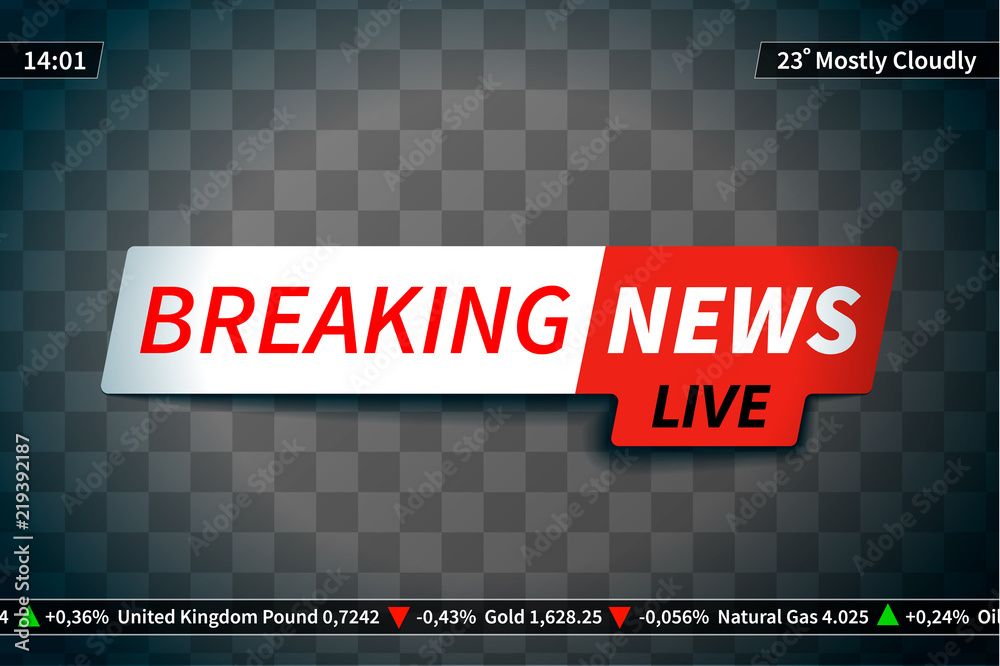 Breaking news screen saver on transparent background Stock Vector ...