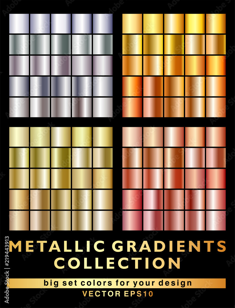 Gold, silver, bronze gradient metallic gradient background collection ...
