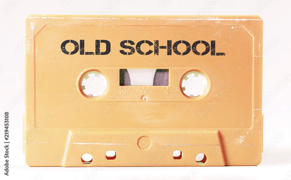 A vintage cassette tape from the 1980s era (obsolete music technology ...
