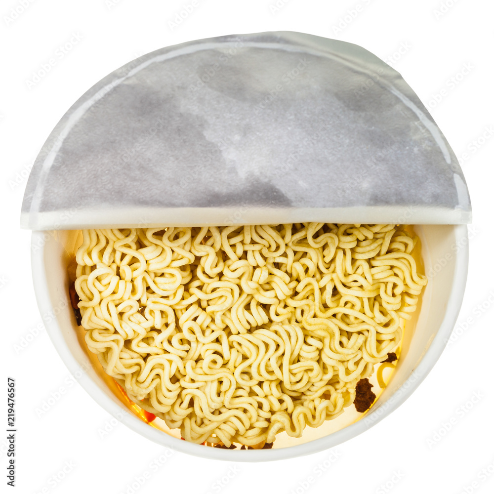 half-open cup with dried instant noodles Stock Photo | Adobe Stock