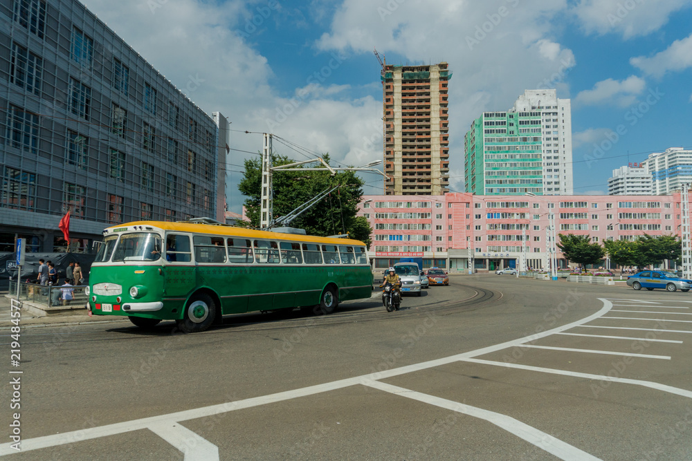Ilyul 2018 - Pyongyang, North Korea - View from the window of a moving ...