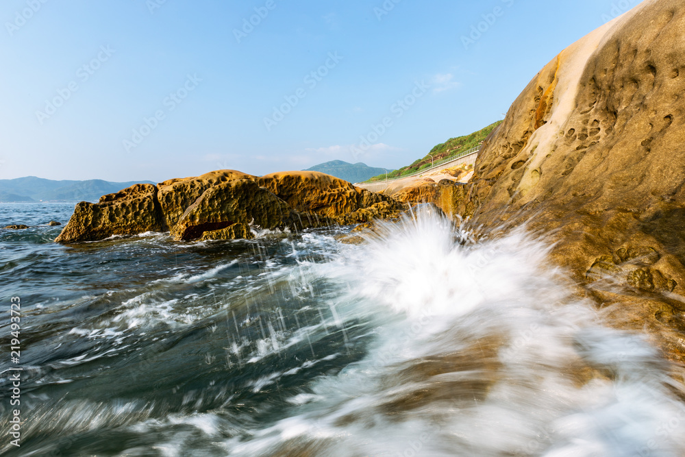 sea Morning sea and sunset and Long Shutter Speed Exposure Stock Photo ...