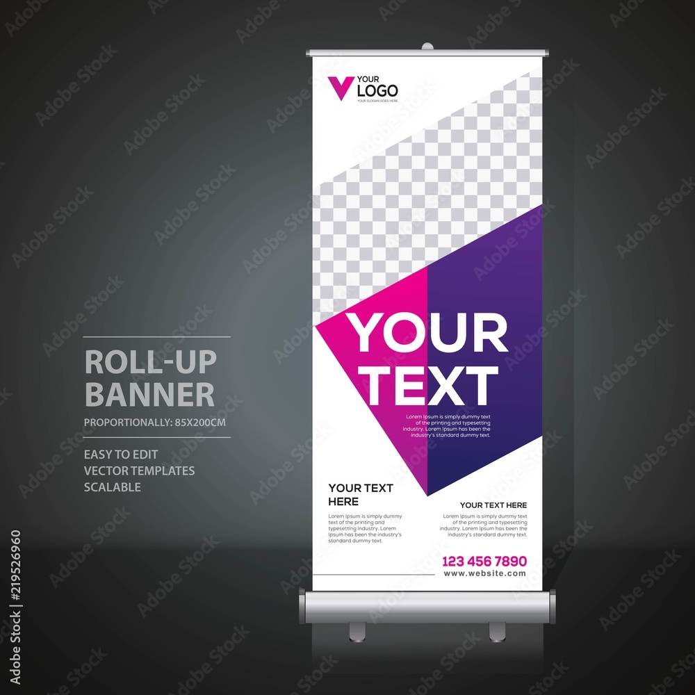 Vetor de Roll up banner, pull up banner, x-banner, modern vertical new ...