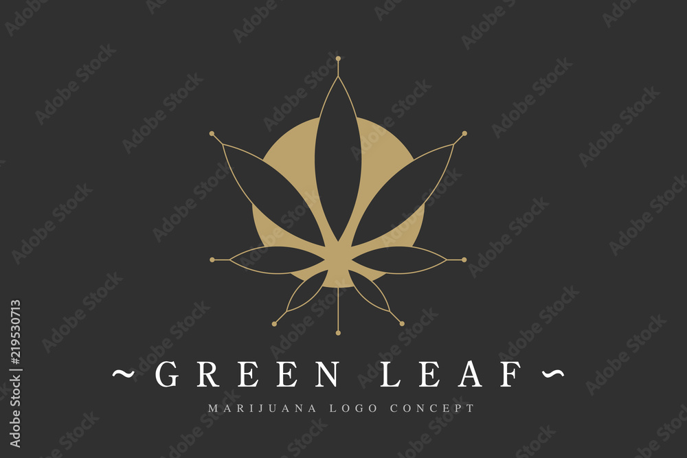 Cannabis marijuana hemp green leaf flat symbol or logo design. Cannabis ...
