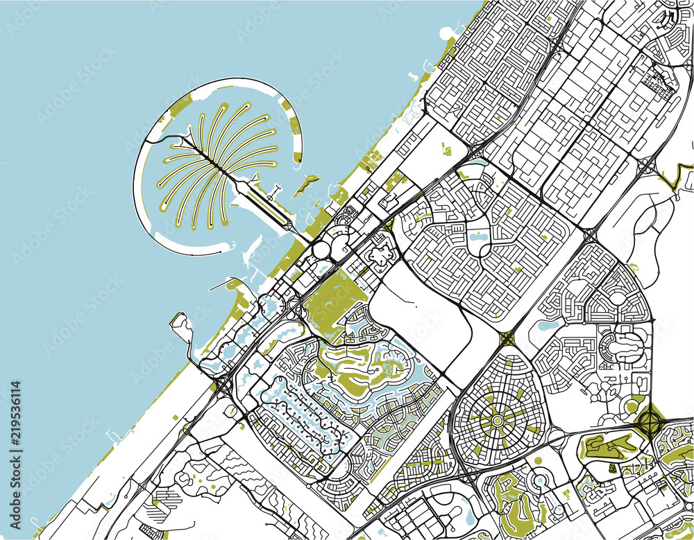 map of the city of Dubai, United Arab Emirates UAE Stock Vector | Adobe ...