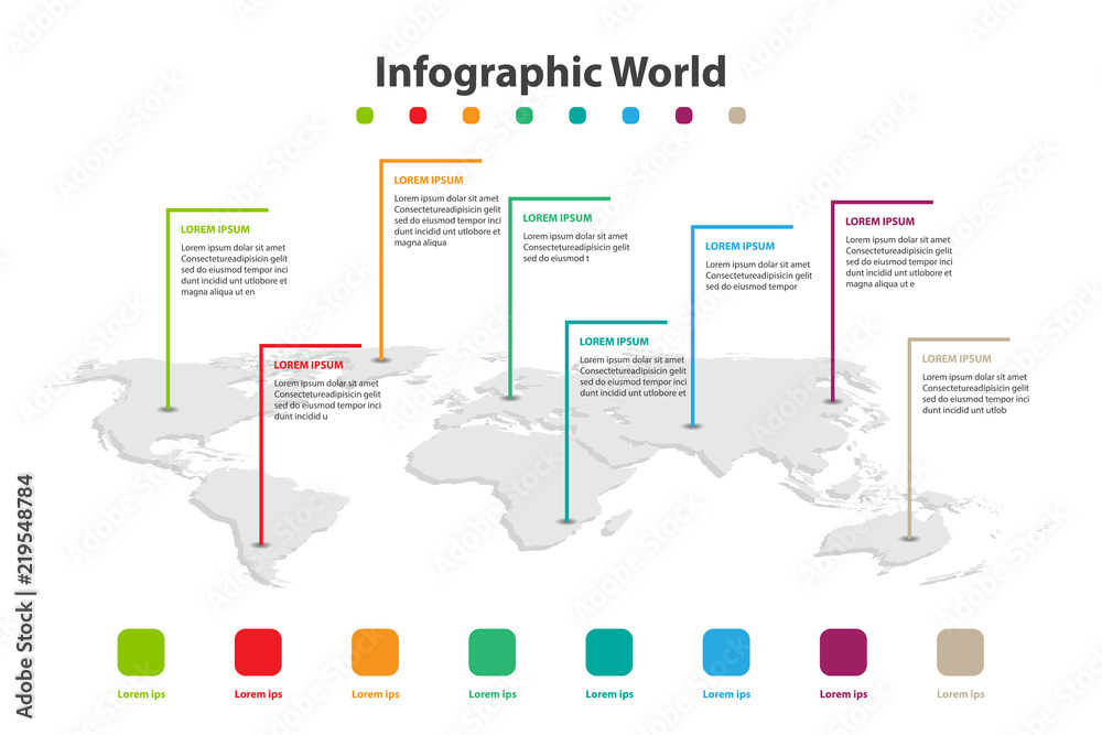 infographic country world map, international world flags Stock Vector ...