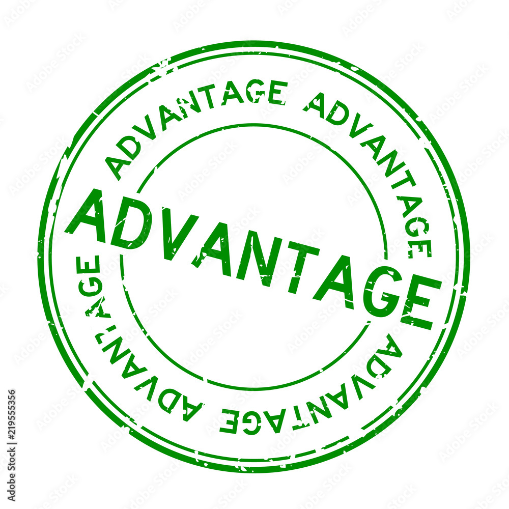 Grunge green advantage wording round rubber seal stamp on white ...
