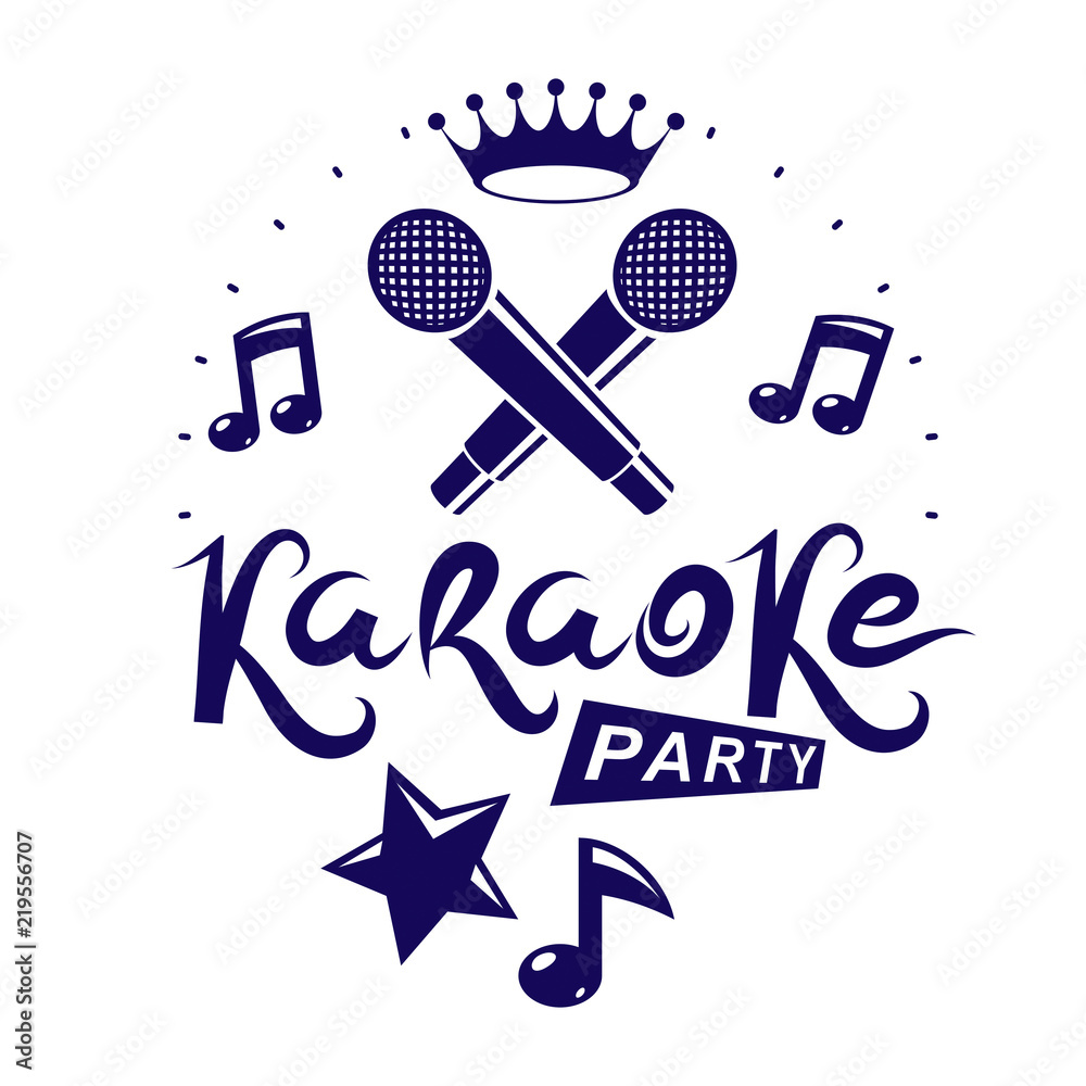 Karaoke party promotion poster design composed using musical notes and ...