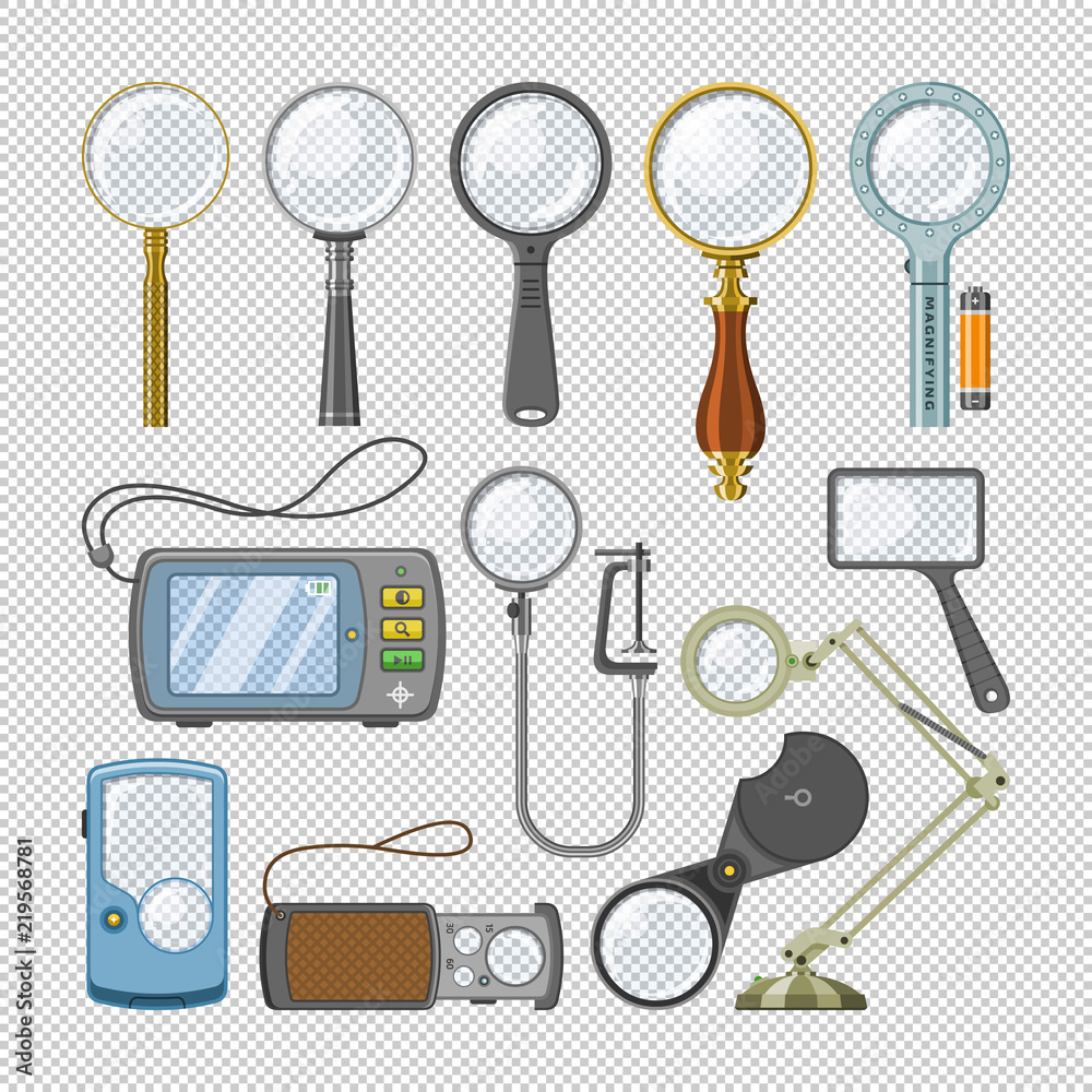 Magnifying glass vector magnification zoom and magnify research lens ...