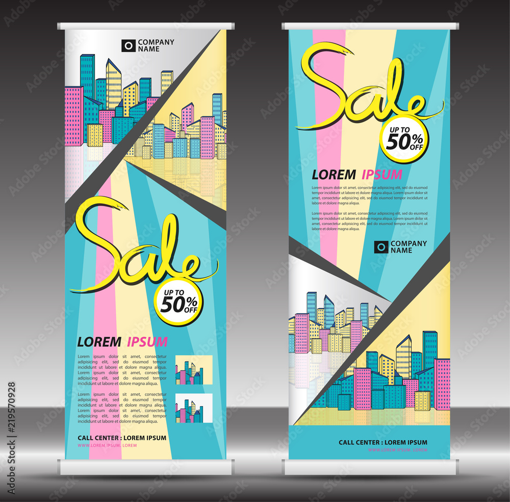 Roll up banner template, stand design, Pull up, display, advertisement ...