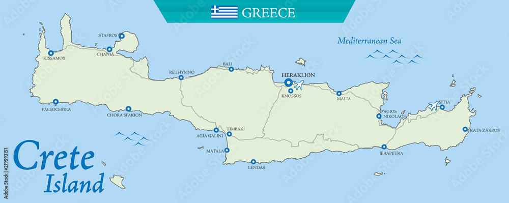 Map of Crete - Greek island Stock Vector | Adobe Stock