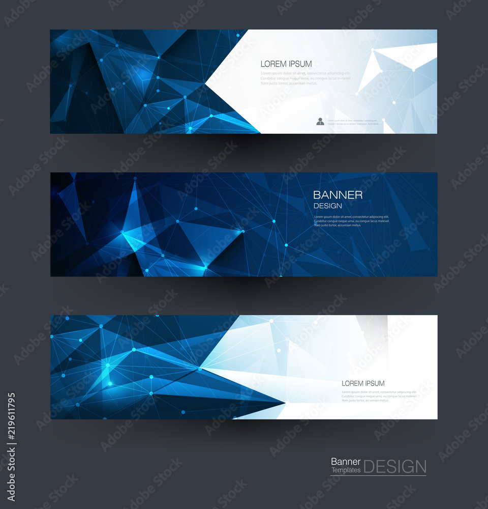 Vector polygon banner set. Polygonal or low poly pattern background ...