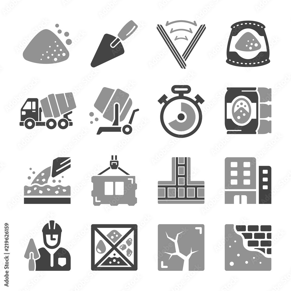 cement icon set Stock Vector | Adobe Stock