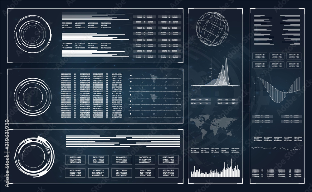 Web template with black hud. Radar simple vector. Hud ui app. Black ...