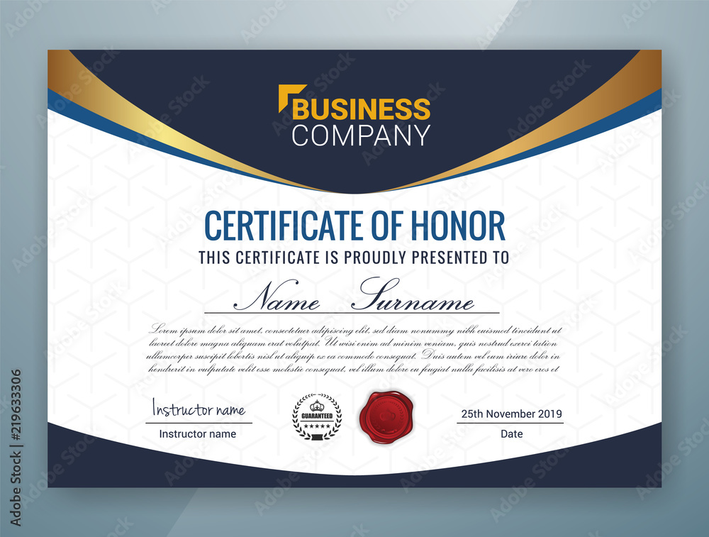 Multipurpose Professional Certificate Template Design Stock Vector ...