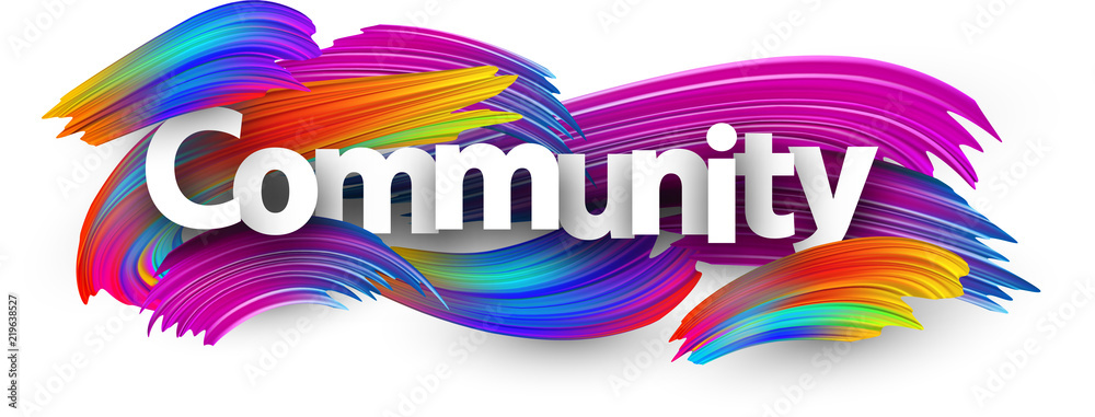 Community paper poster with colorful brush strokes. Stock Vector ...