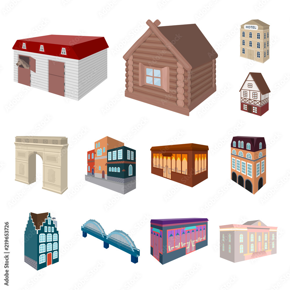 Building and architecture cartoon icons in set collection for design ...