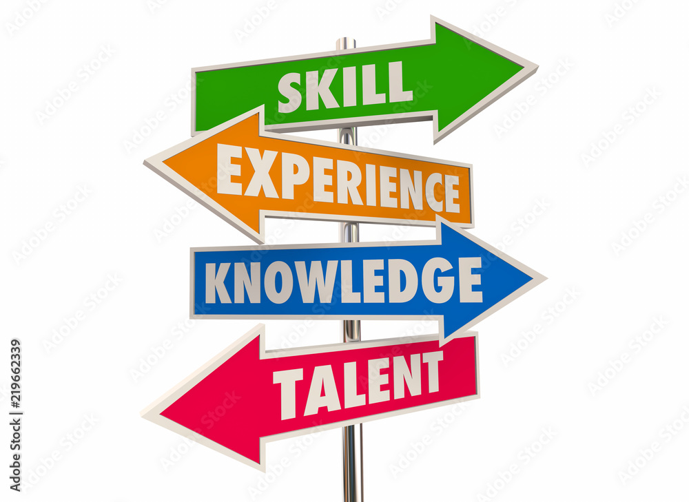 Skill Experience Knowledge Talent Best Candidate Arrow Signs 3d ...