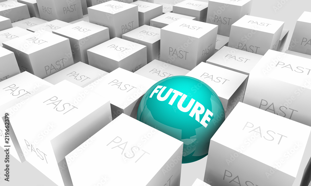 Future Vs Past Moving Forward Progress Ahead Sphere in Cubes 3d ...