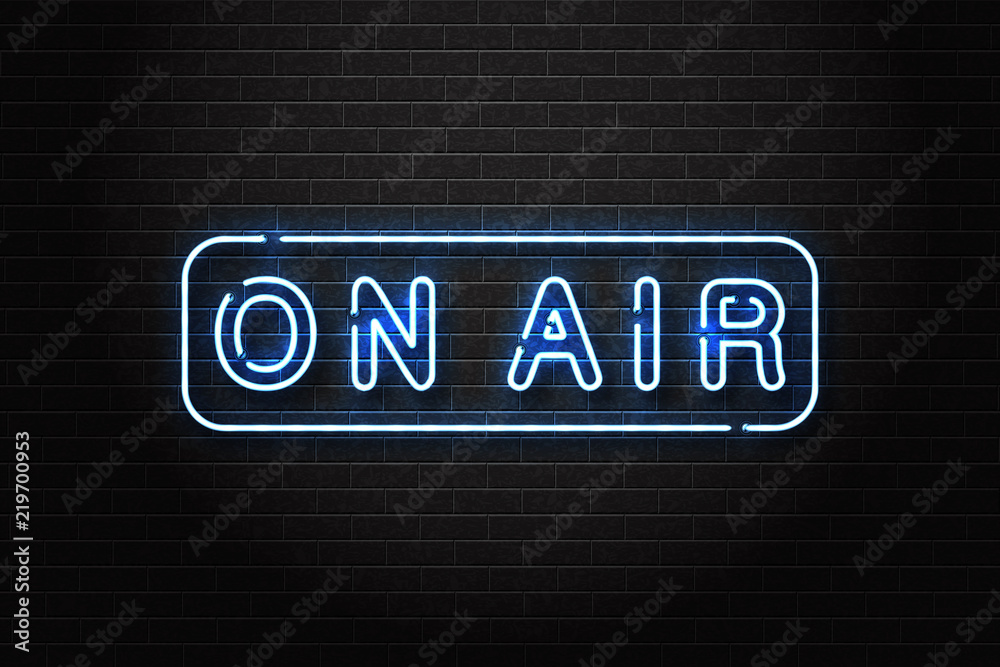Vector realistic isolated neon sign of On Air logo with headset for ...