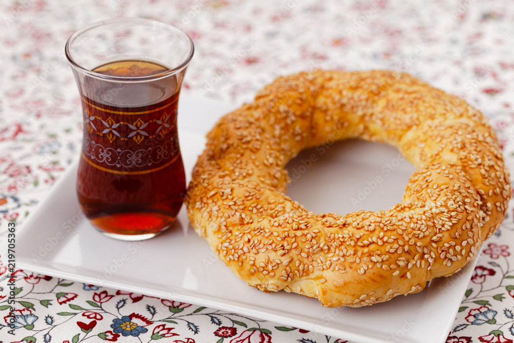 Simit and tea Stock Photo | Adobe Stock