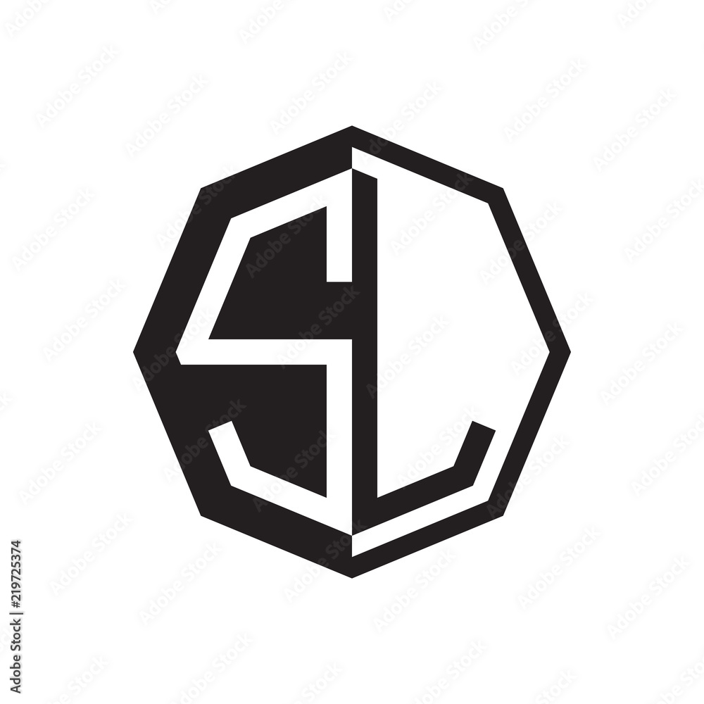 two letter SL octagon negative space logo Stock Vector | Adobe Stock