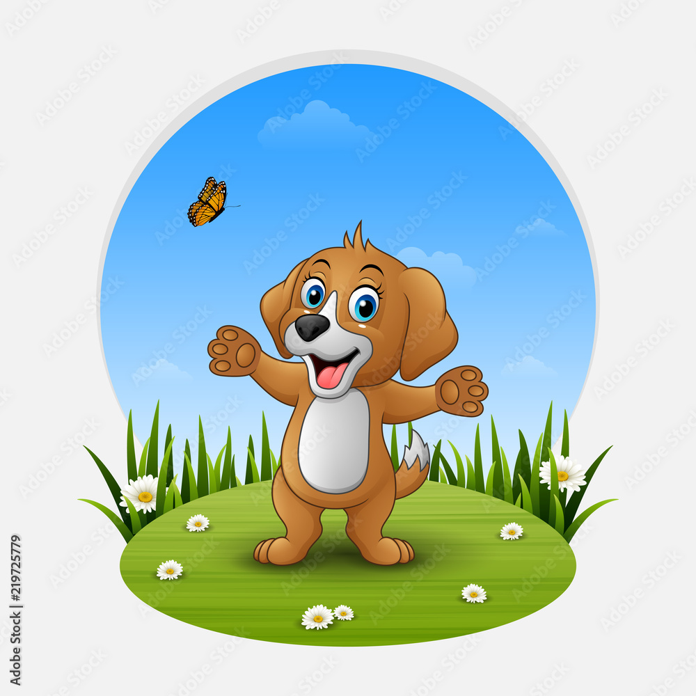Dog Waving Clip Art