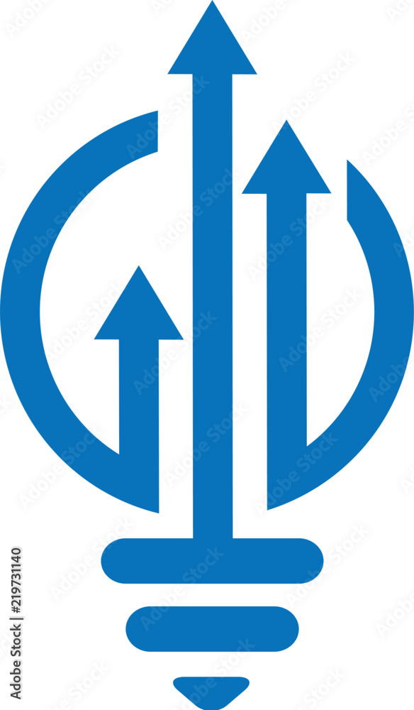 bulb lamp financial logo. bar chart and arrow marketing symbol ...