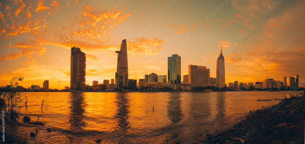Beautiful landscape sunset of Ho Chi Minh city or Sai Gon, Vietnam ...