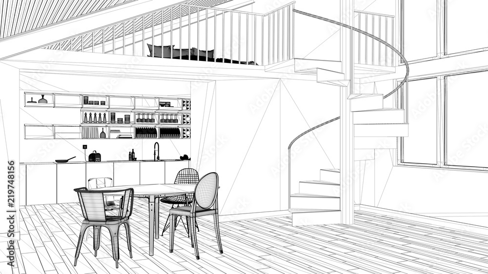 Modern Architecture Interior Sketch
