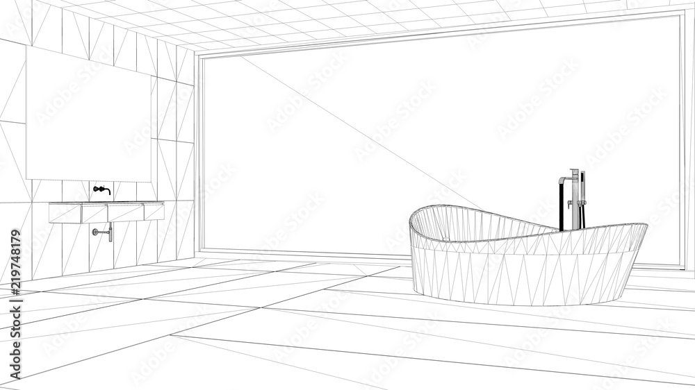 Modern Bathtub Drawing