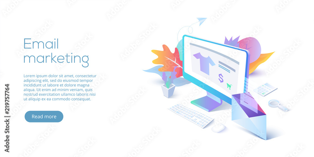 Email marketing isometric vector illustration. Electronic mail message ...