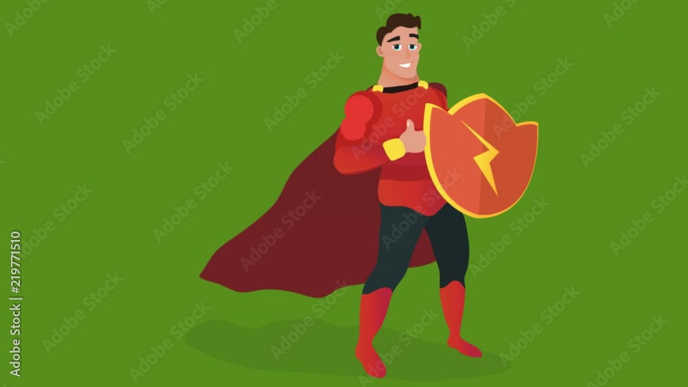 Superhero men cartoon character animation. Alpha channel. PNG+Alpha Men ...