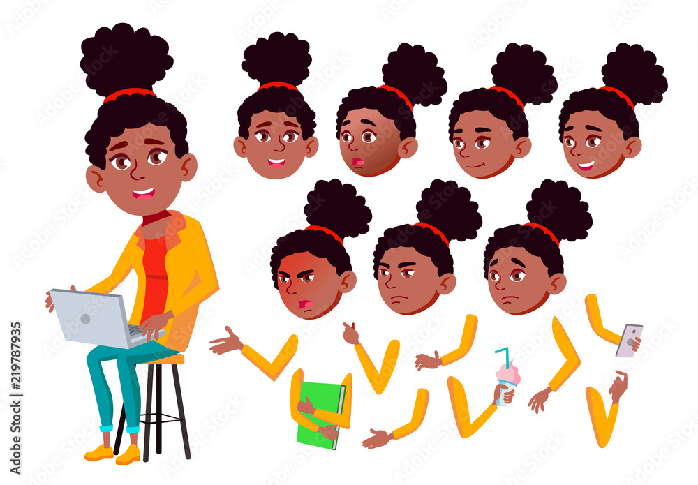 African American Teenage Girl Clipart
