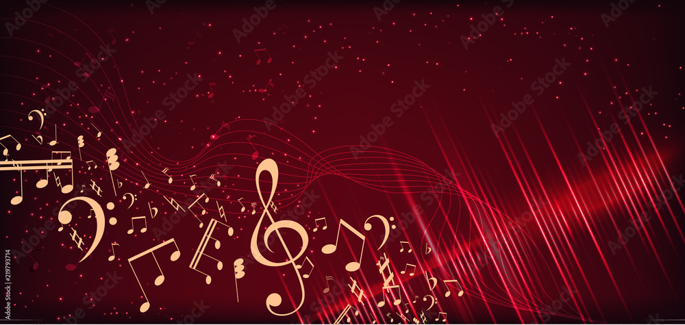 Vector Illustration of an Abstract Background with Music notes Stock ...