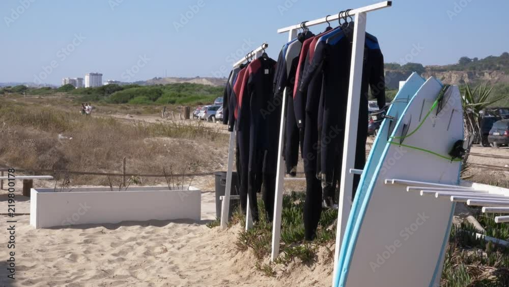 Vidéo Stock Wetsuits Surf Wear And Surfboards. Surfing Equipments ... Vidéo Stock Wetsuits Surf Wear And Surfboards. Surfing Equipments ...