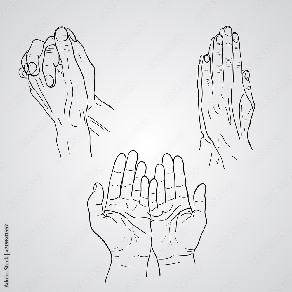Praying Hands drawing vector illustration sketch Stock Vector | Adobe Stock