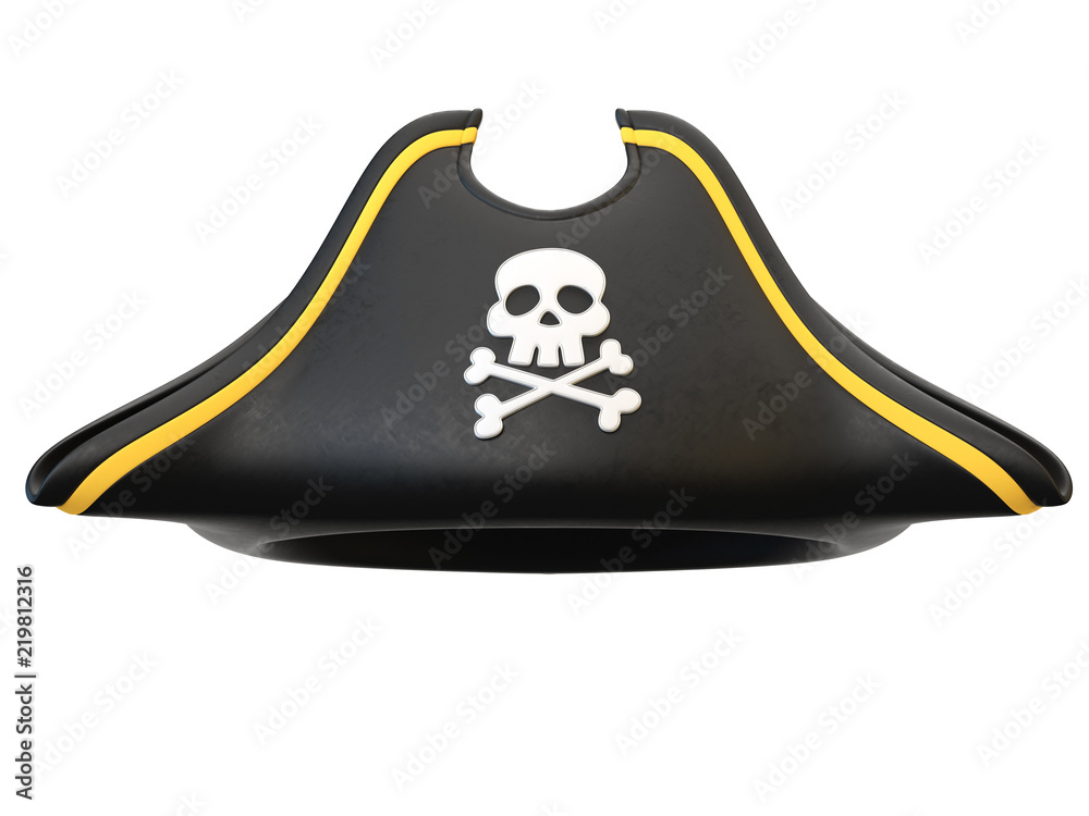 Pirate hat isolated on white background 3d rendering Stock Illustration ...