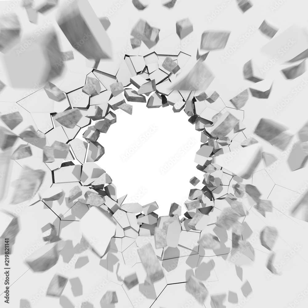 Breaking through the white wall background Stock Illustration | Adobe Stock