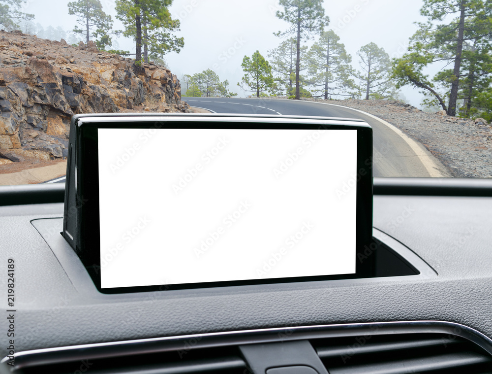 Monitor in car with isolated blank screen use for navigation maps and ...