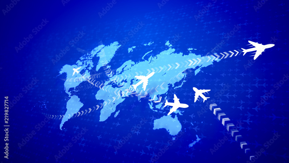 Animation airplanes connecting the world map Stock Illustration | Adobe ...