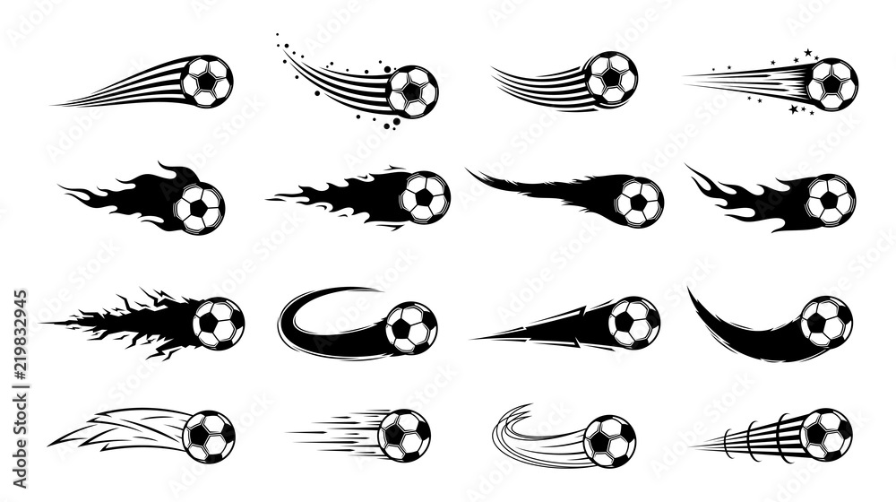 Vector flying football (soccer) balls Stock Vector | Adobe Stock