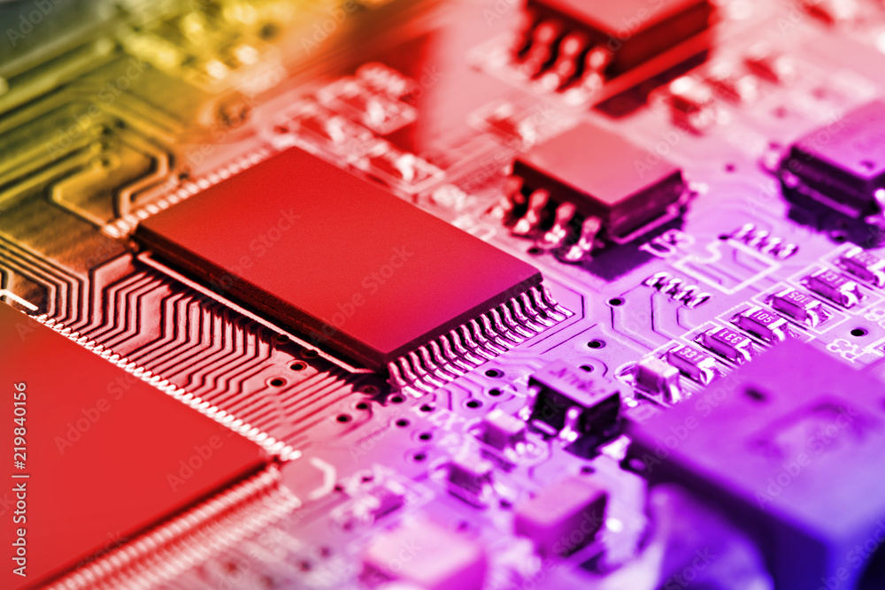 Elements of microcircuit Stock Photo | Adobe Stock