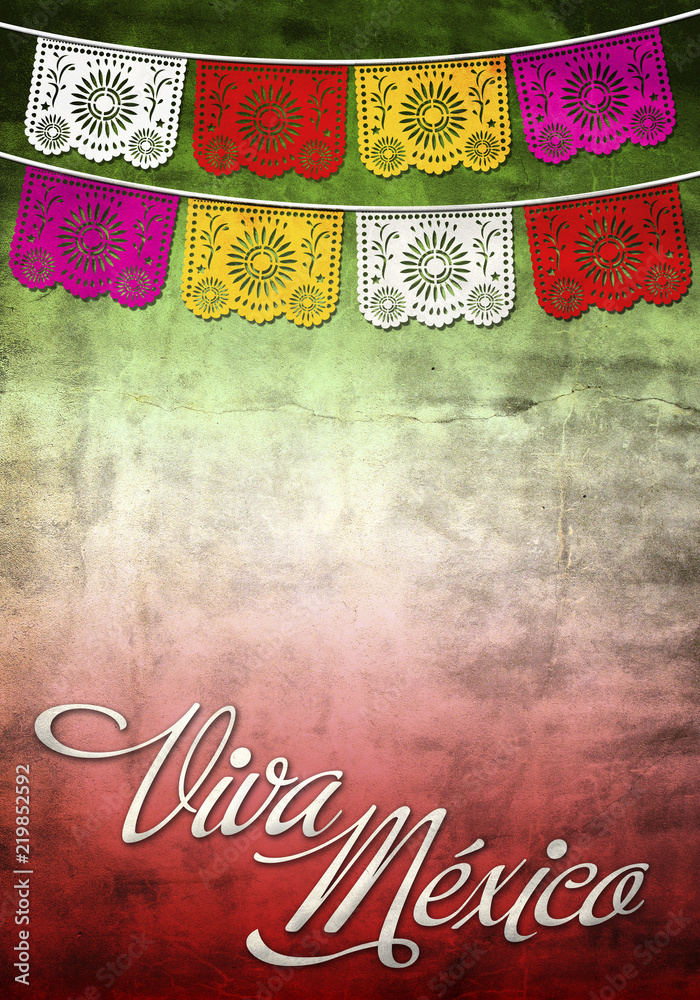 Viva mexico poster, mexican paper decoration background Stock ...