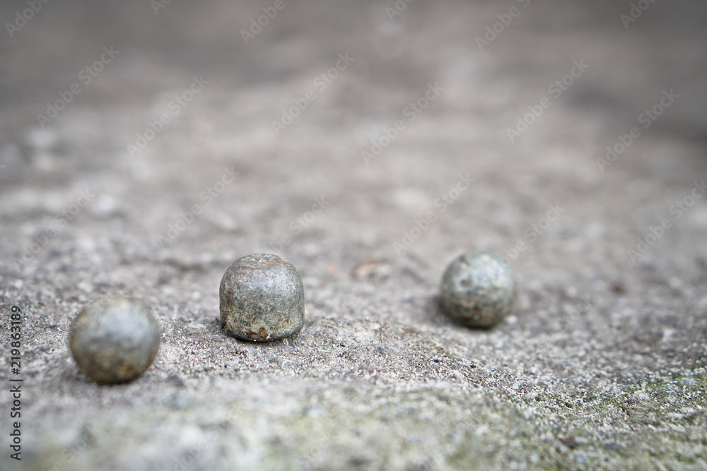 Ancient core for cannons and bullets. Antique historical artifact from ...