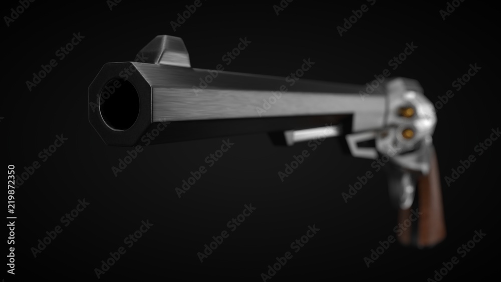 long barrel revolver design with modern looking hard cut edges. 3d ...